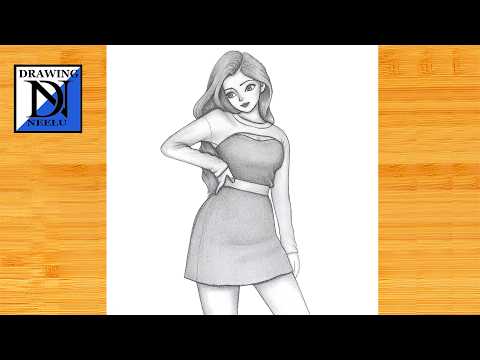 How to draw a Cute Girl in Skirt -Drawing tutorial || Pencil sketch for beginner || Girl drawing