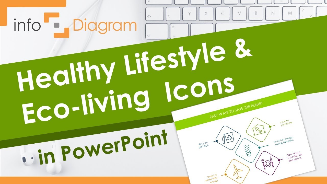 PowerPoint Template - Healthy Lifestyle and Eco living Outline Icons ...