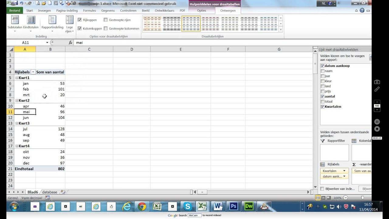 Excel : draaitabellen - deel 2 (intermediair) - YouTube