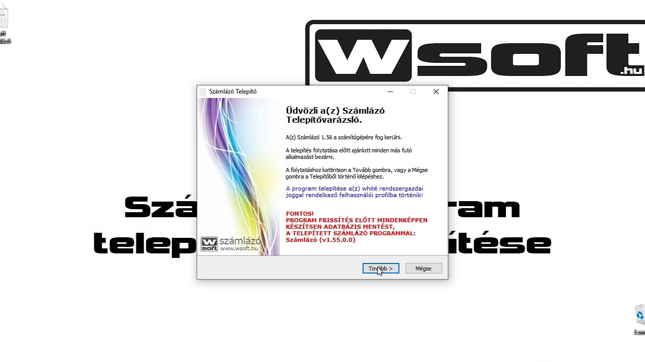 wSoft Számlázó program frissítése / telepítése - YouTube