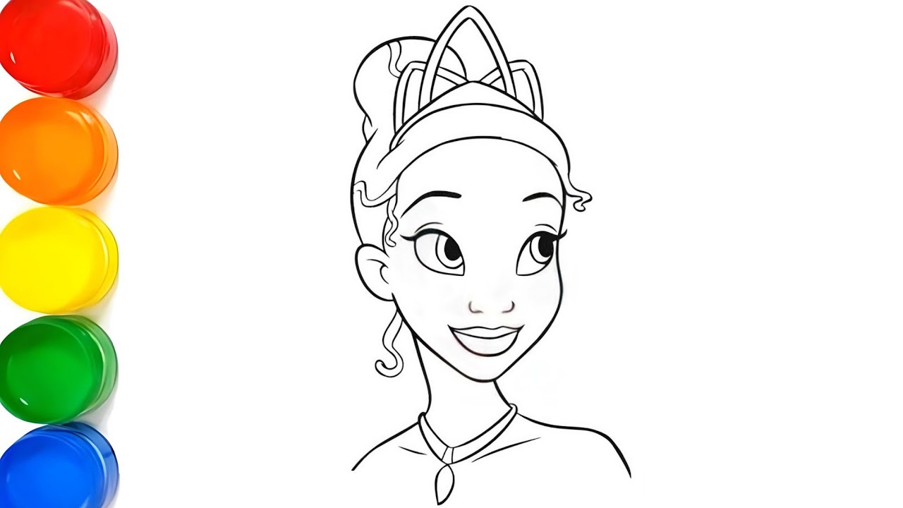 How to Coloring Princess Tiana Easy Step by Step, Disney Princess Tiana ...