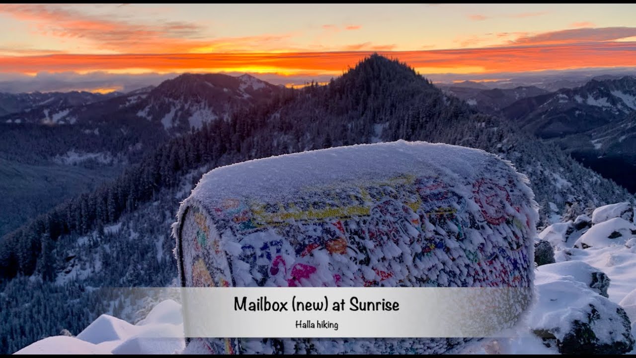 Hiking Mailbox at Sunrise, New trail in the winter and snow. Near ...