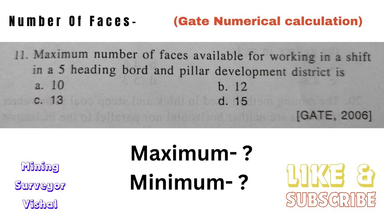 Number of faces/heading || Gate Numerical calculation || Mining Gate ...