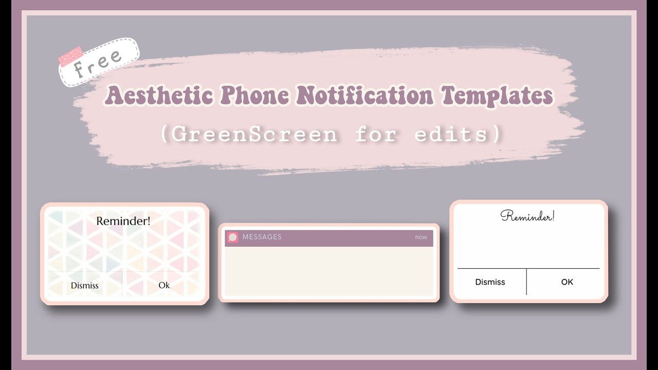 Aesthetic Phone Notification editing Templates| GreenScreen overlays ...