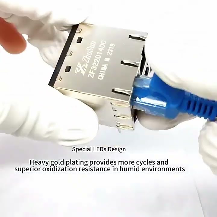 Multiple Ports Stacked 2X2 Magnetic RJ45 Connector - YouTube