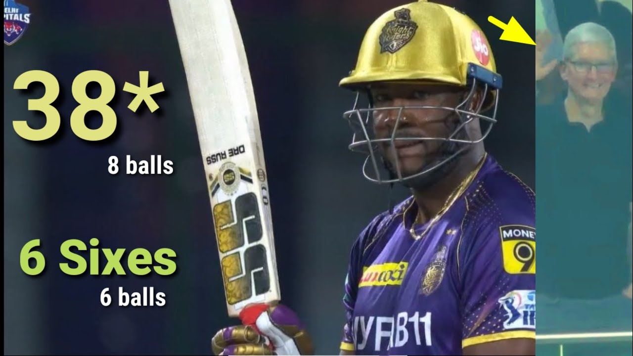 Ipl 2023 : Apple CEO Tim Cook Watching Andre Russell batting 3 Sixes ...