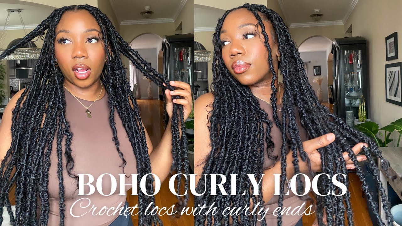 EASY BOHO CROCHET LOCS | CURLY HUMAN HAIR ENDS | Lindiorslife - YouTube