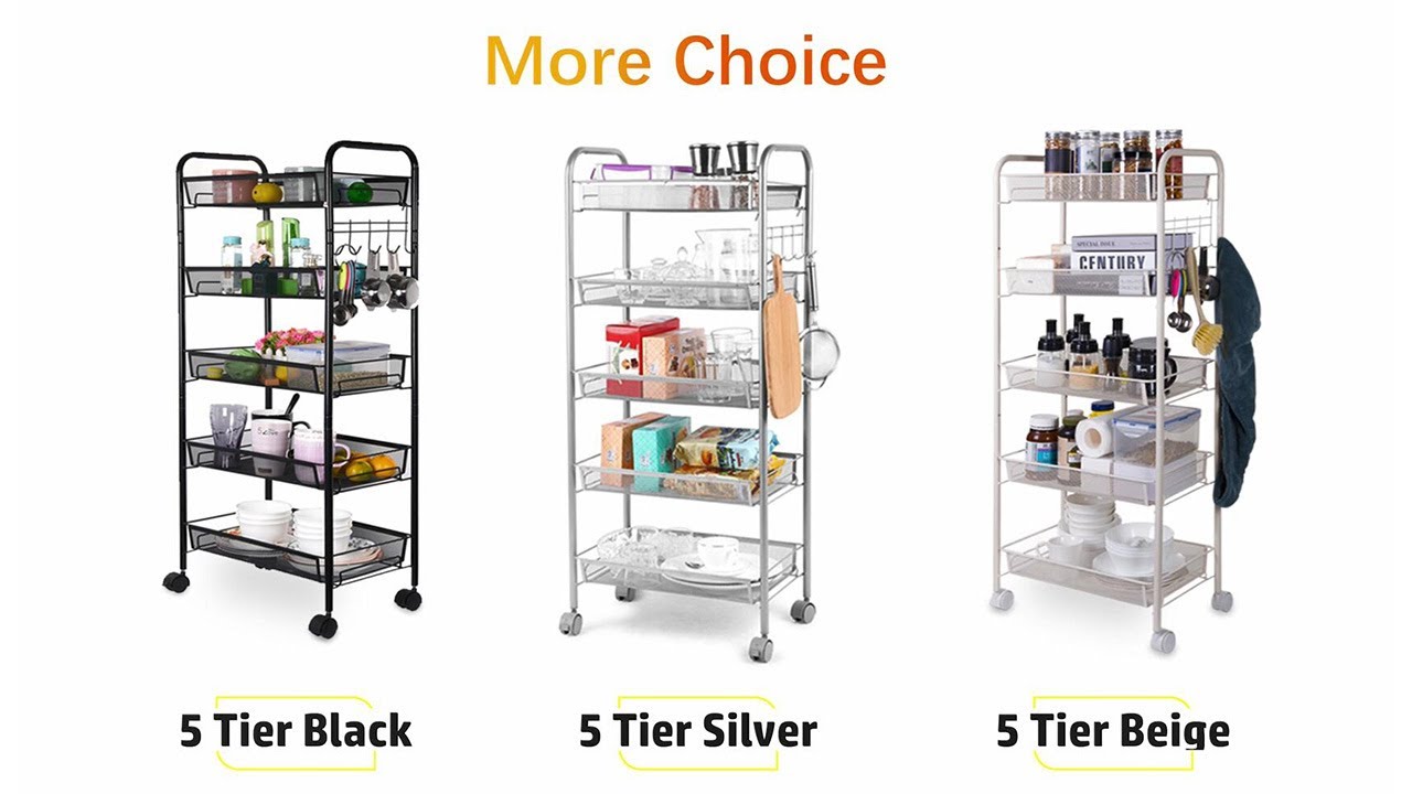 Metal rolling cart, how to assemble a storage cart in minutes? - YouTube