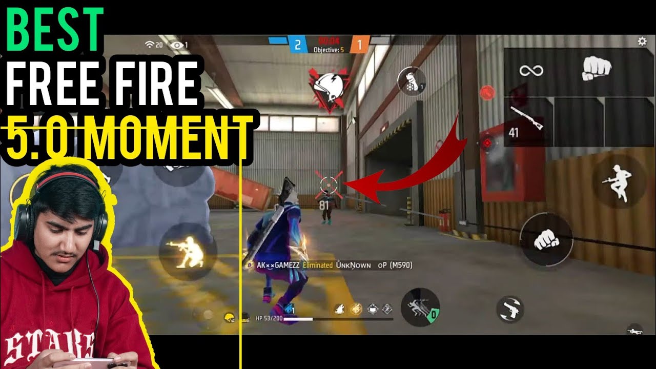 BEST FREE FIRE 5.0 MOMENT IN FREE FIRE GAMEPLAY |FREE FIRE HINDI ...