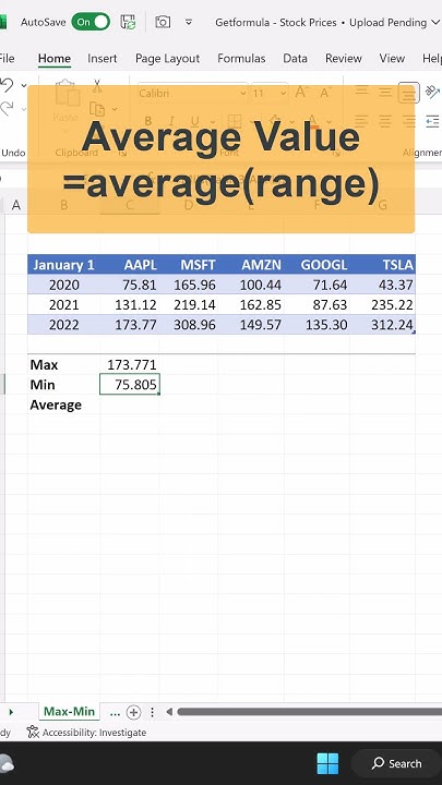 How to find Min, Max and Average in Excel! - YouTube