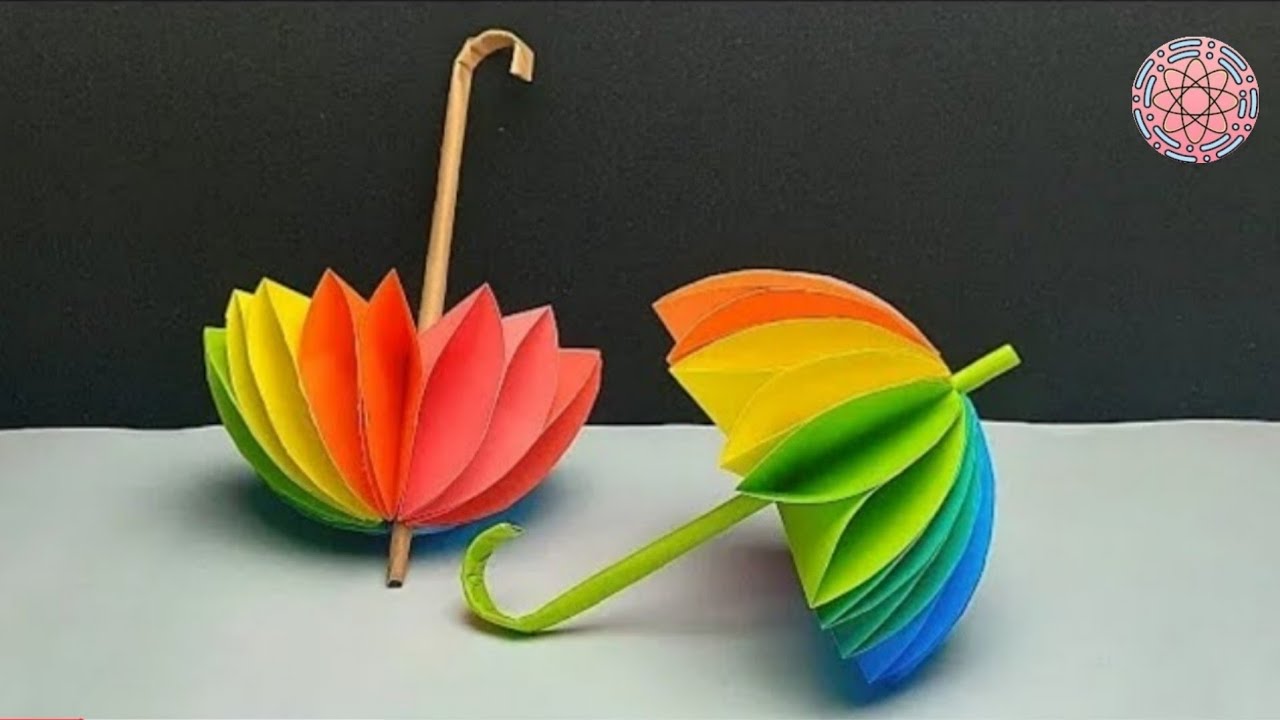 How to make Beautiful Umbrella with Color Paper | Paper Rainbow ...