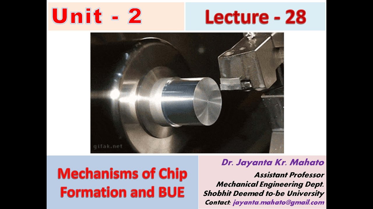 Lecture 28_Mechanisms of Chip Formation and BUE - YouTube