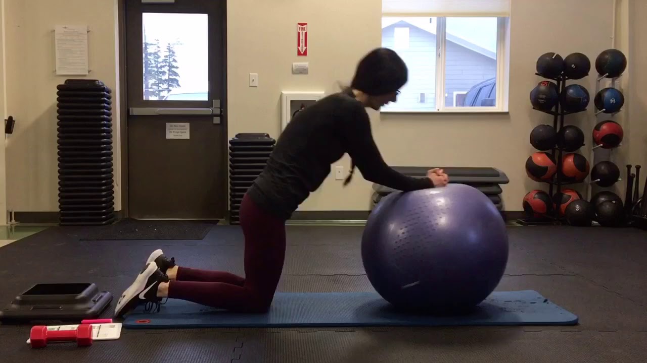 Physio Ball Kneeling Plank Rollout - YouTube