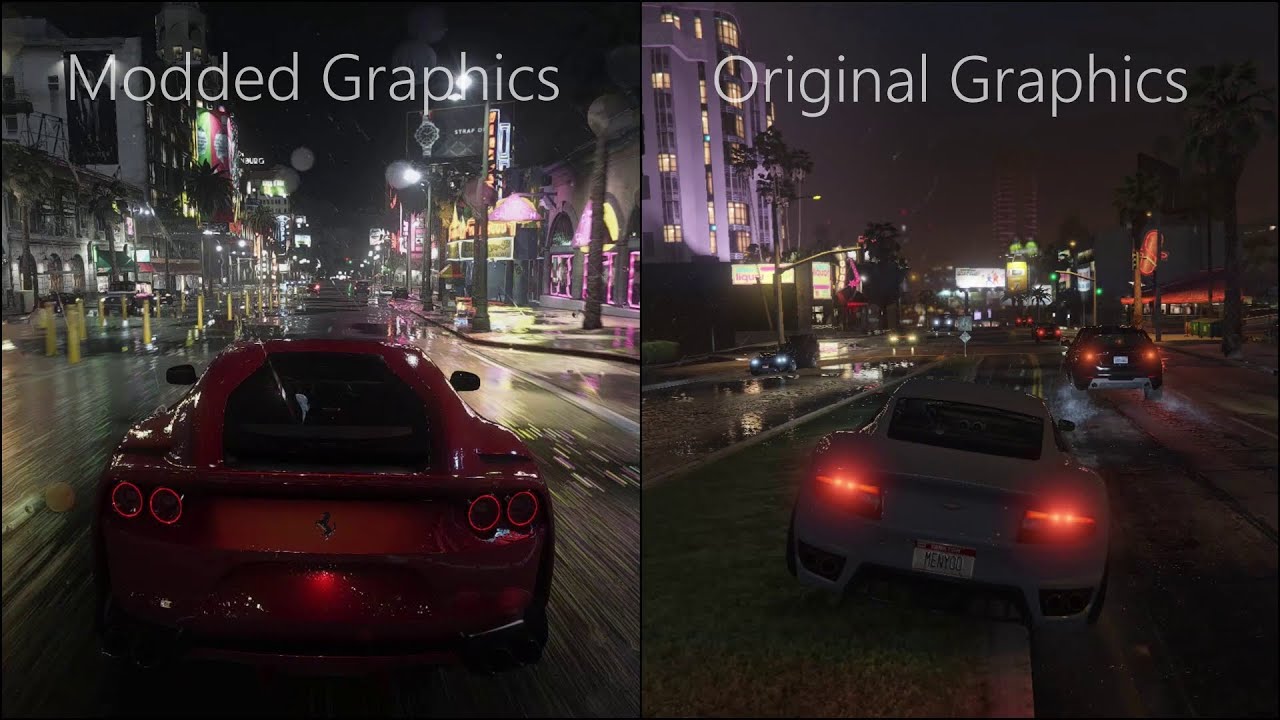 GTA V (Vanilla Graphics) Vs GTA V (Ultra Graphics Modded) - YouTube