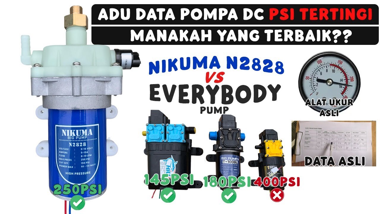 TEST ADU KUAT Pompa NIKUMA BIG N 2828 VS T-1008L VS HIU Dual VS POMPA ...