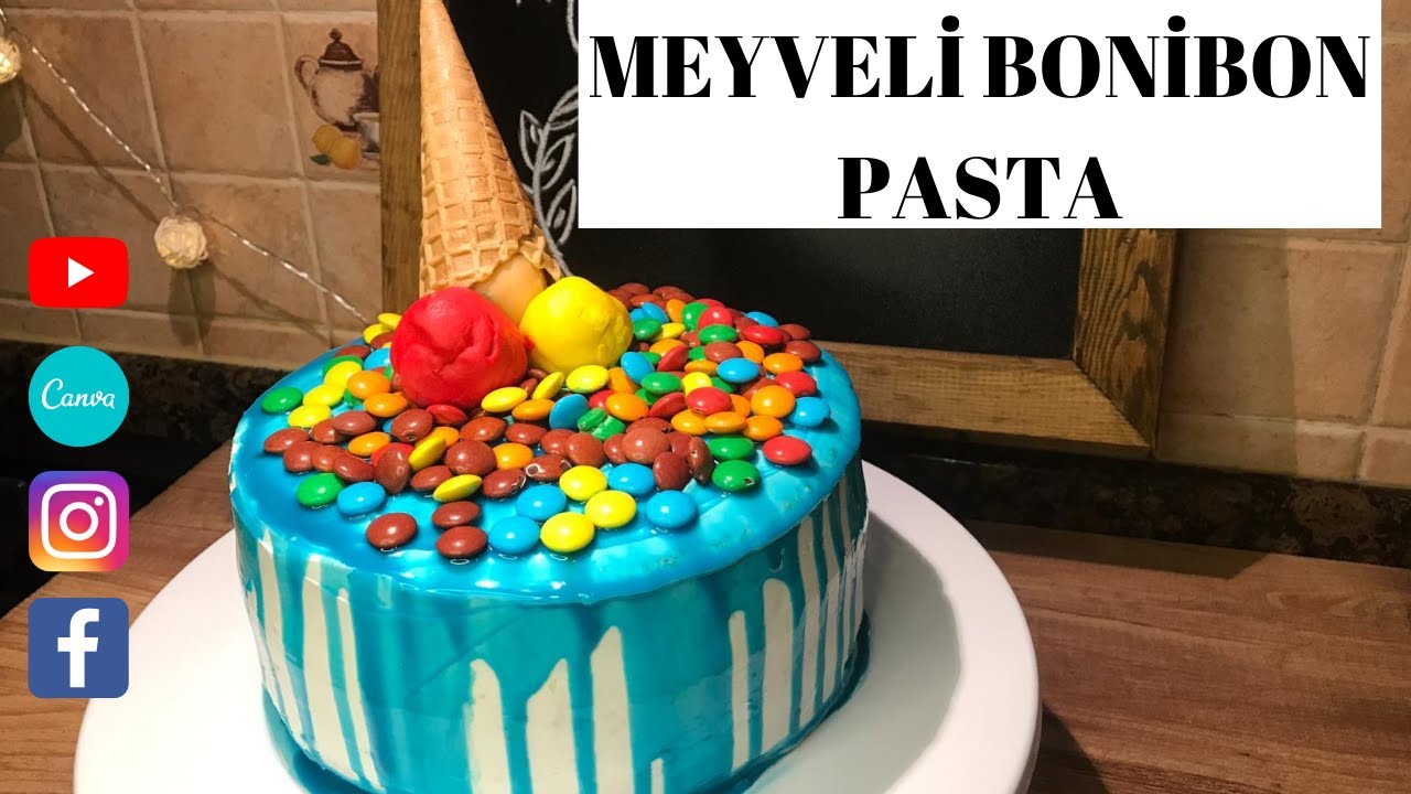 BONİBON SÜSLEMELİ MEYVELİ PASTA TARİFİ- YAŞ PASTA NASIL YAPILIR ...