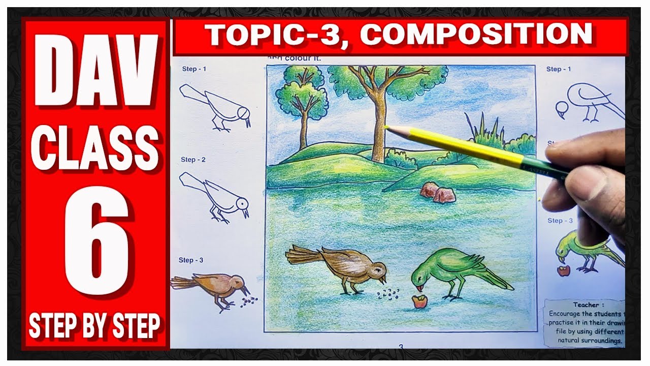 dav CLASS 6 | LESSON 3 | STEP BY STEP | COMPOSITION OF BIRDS | dav | D ...