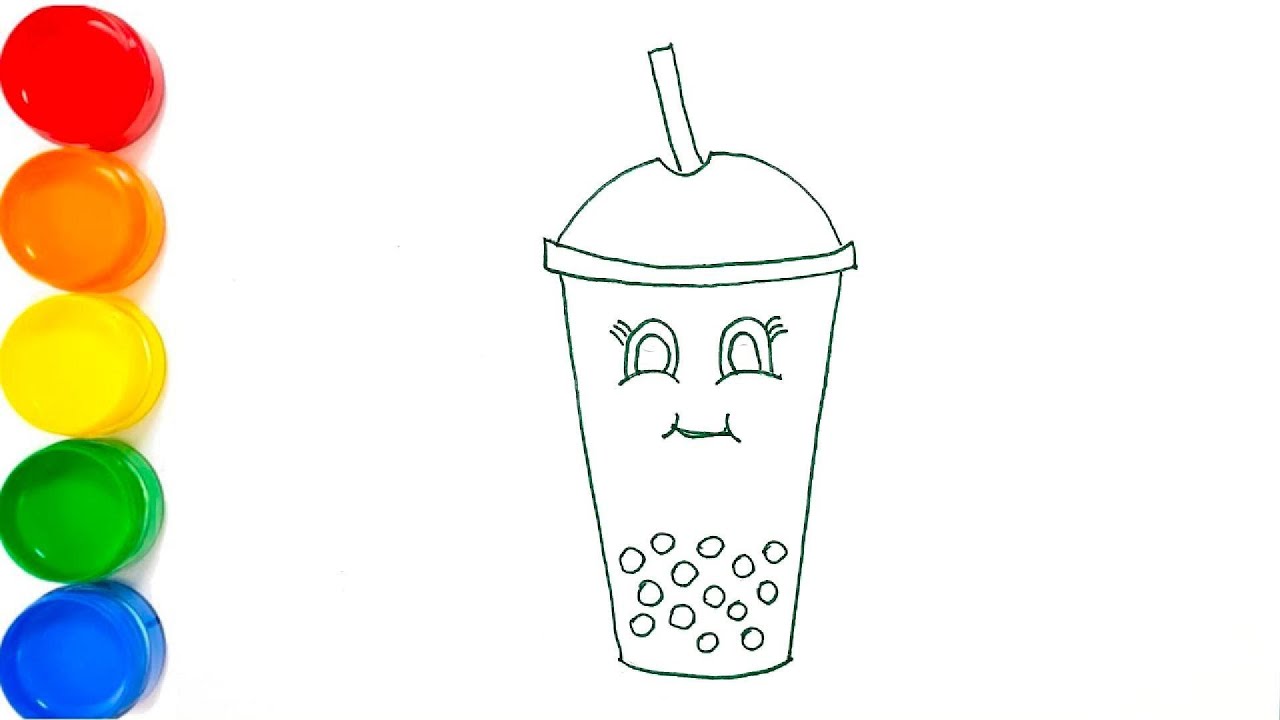 Drawing Boba Drink | How to Draw Boba Drink For Kids Toddlers - YouTube