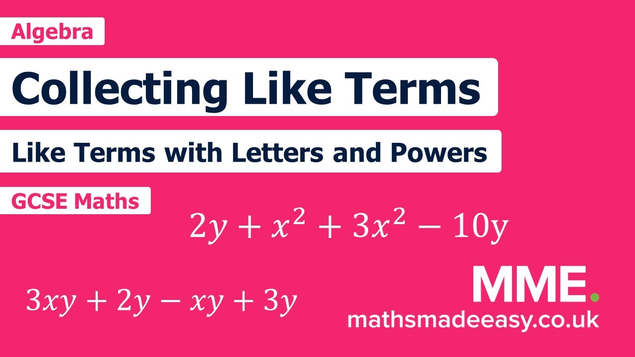 Algebra - Collecting Like Terms (Video 2) - YouTube