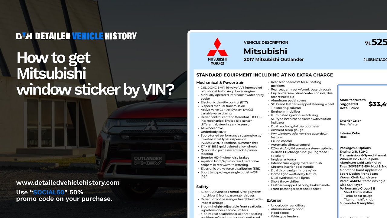 HOW TO GET YOUR MITSUBISHI WINDOW STICKER BY VIN? | Mitsubishi Window ...