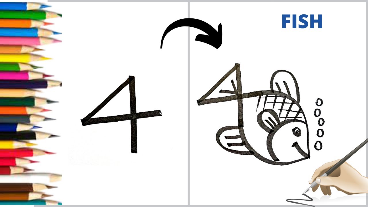 How to draw a Fish from 4 Step by Step | Fish Drawing lesson for kids ...
