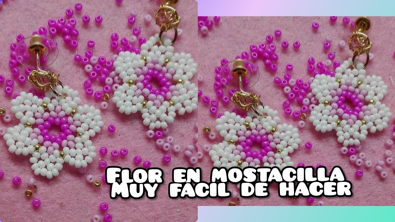 flor pequeña en mostacilla ( paso a paso) - YouTube