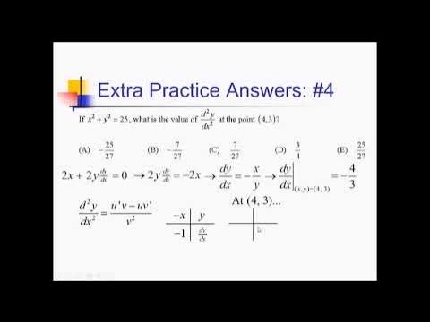 Tangent Lines and Higher Order Derivatives: Problem Set #4 - YouTube