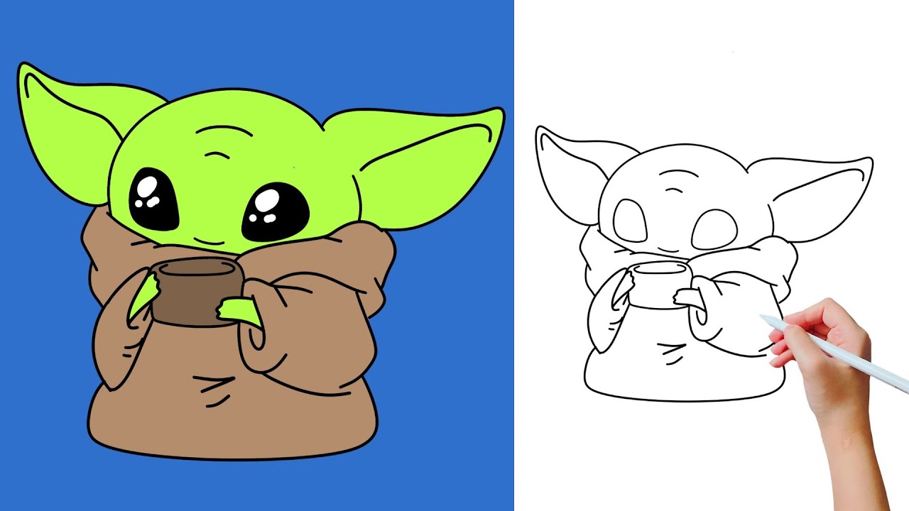 FAST AND EASY Baby Yoda Drawing in 3 Minutes! - YouTube