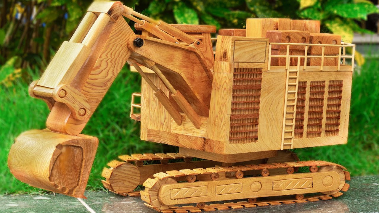 Wood Carving - Amazing Excavator Wooden - Most Satisfying Woodworking ...