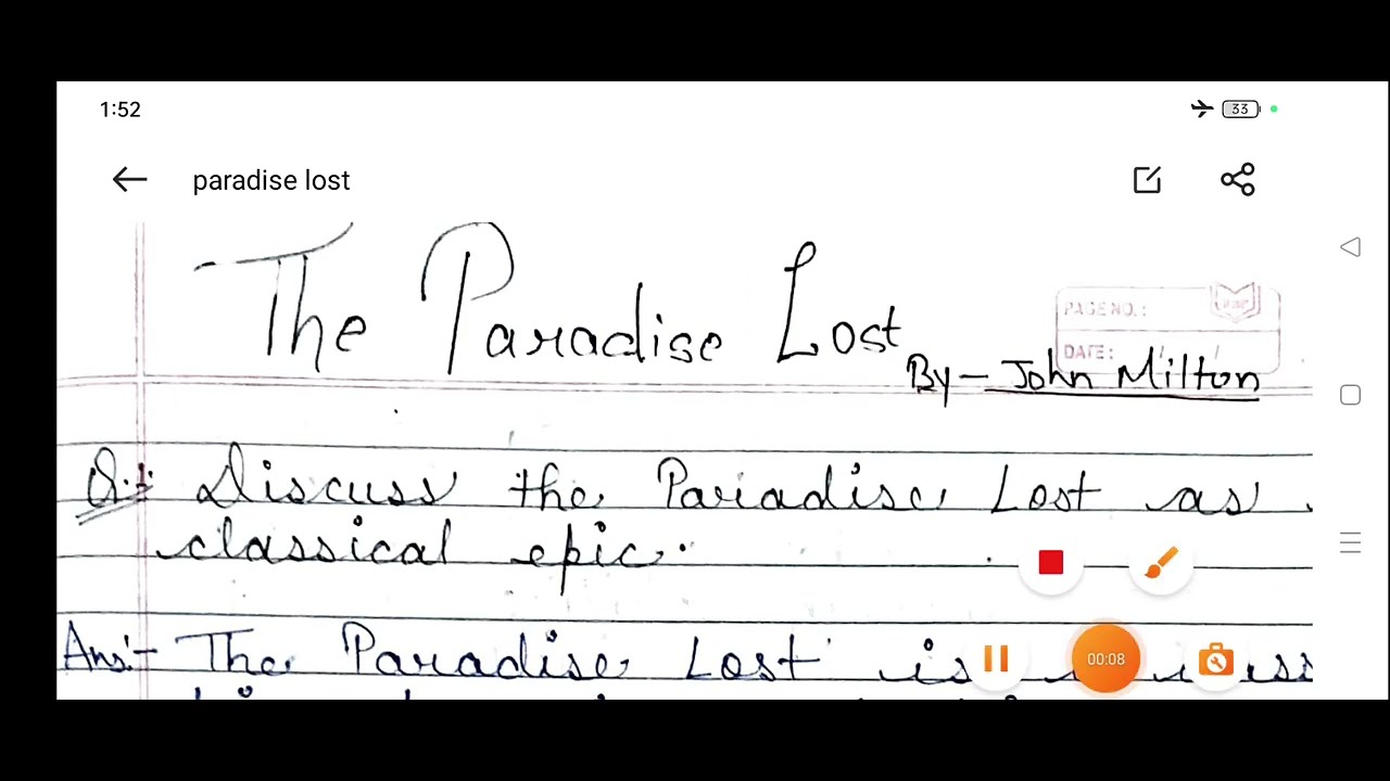 The Paradise Lost by John Milton Classical Epic| English honours second ...