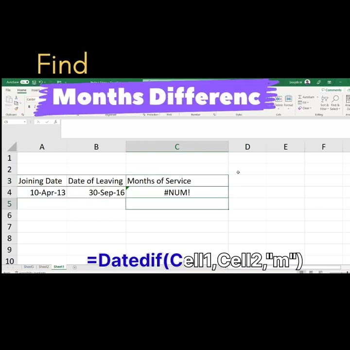 Simple Ms Excel Tips Part 4 Find Duration Between Dates Exceltips 0600