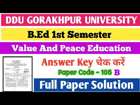 Value and peace education answer key | 105 B answer key | ddu b.ed ...