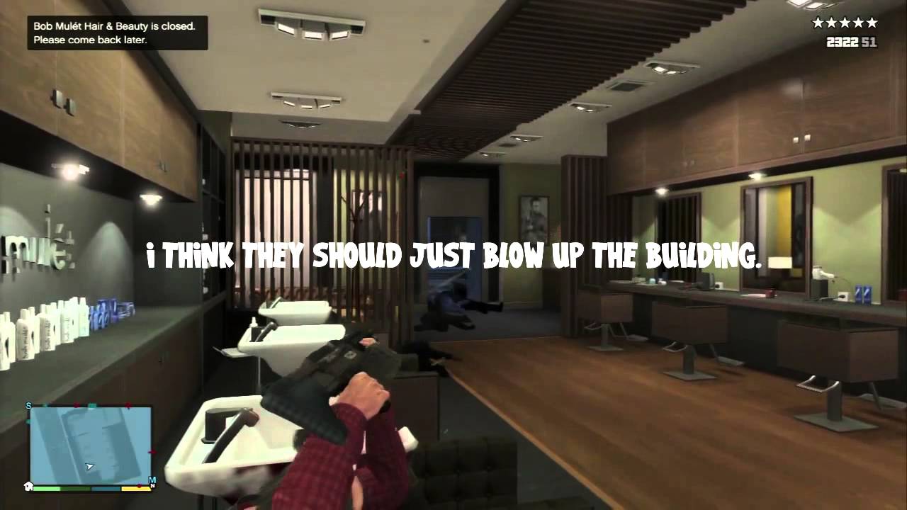 GTA V Moments - Shootout at the Barber's Shop (5 Stars) - YouTube