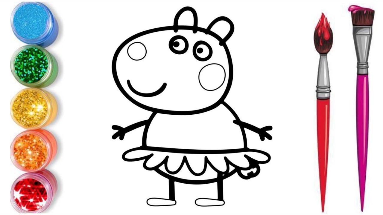 How to draw and colour a Peppa pig for kids / Easy Peppa pig drawing ...