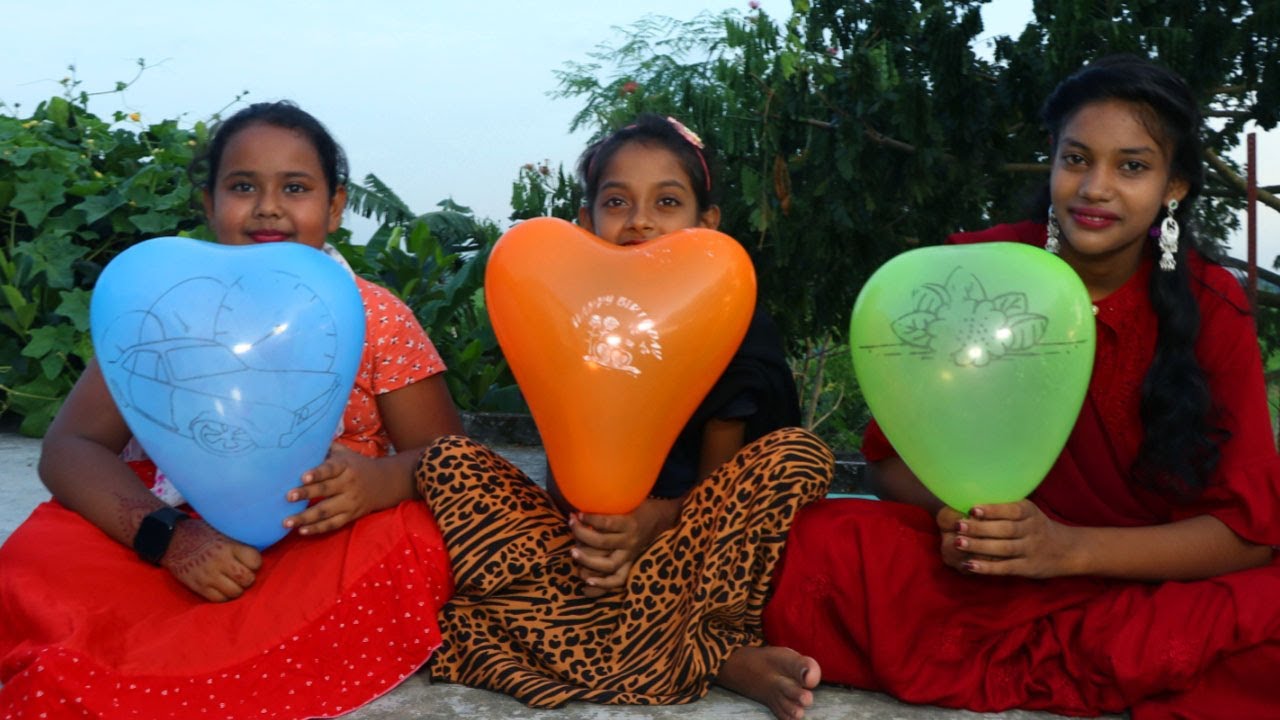 Little girls fun with balloon and learn colors by balloon pop for kids ...