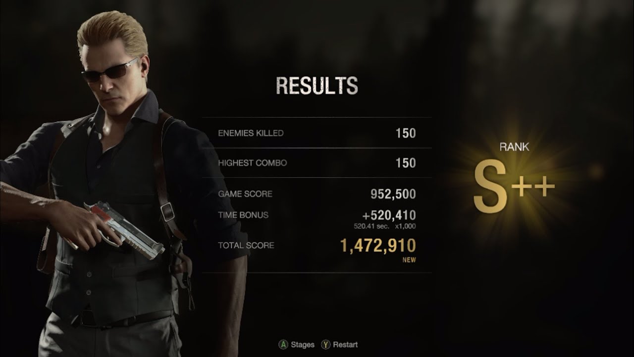 RE4R Mercenaries - Wesker (Midnight Coat & Samurai Edge Mod) 150 Full ...