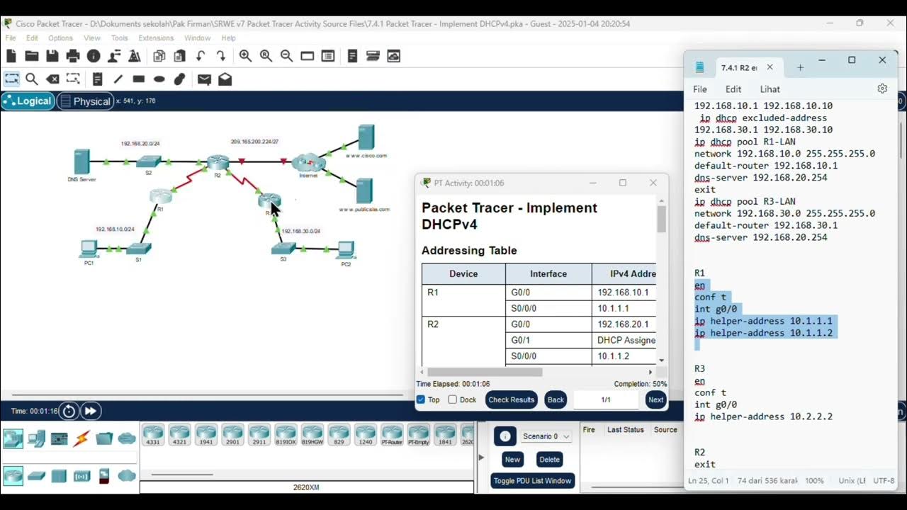 7.4.1 Packet Tracer - Implement DHCPv4 - YouTube