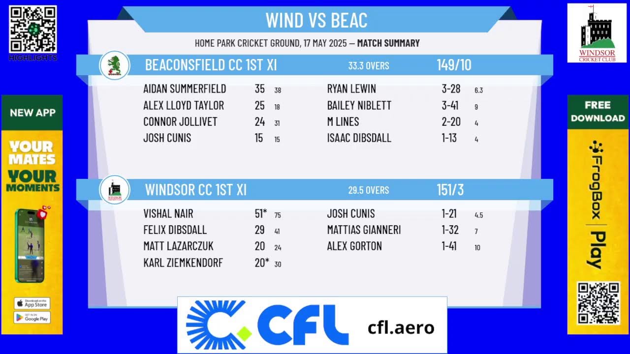 Windsor CC 1st XI v Beaconsfield CC 1st XI - YouTube