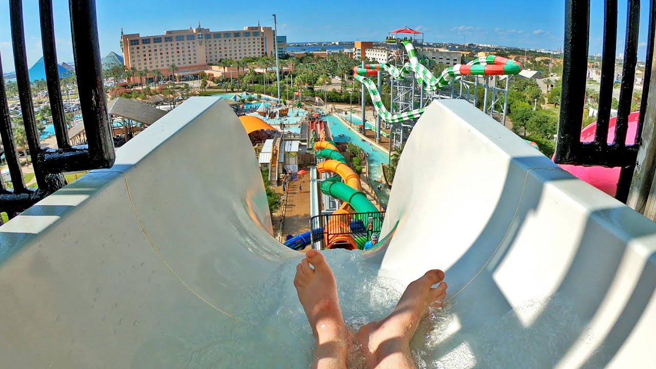 Insane CLIFFHANGER Water Slide at Schlitterbahn Galveston - YouTube