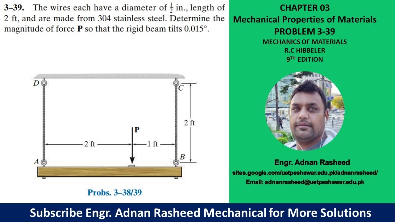 3-39| Chapter 3 | Mechanics of Materials by R.C Hibbeler - YouTube