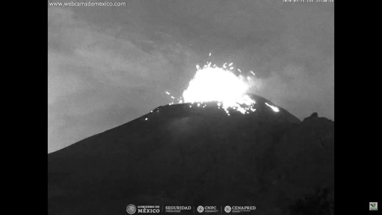 March 21, 2020, ~ Tlamacas Glowing Avalanche ~ Popocatepetl Volcano ...