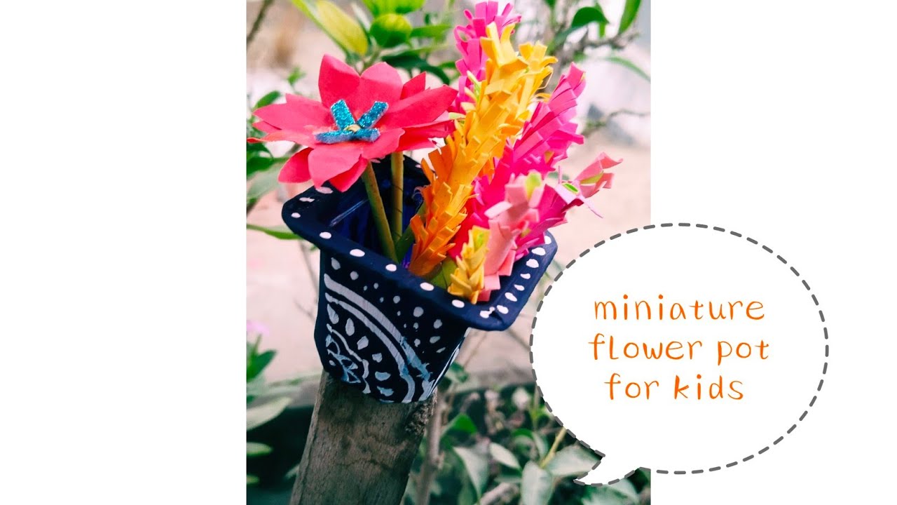 Miniature flower pot for kids doll house/diy/craft/paper craft - YouTube