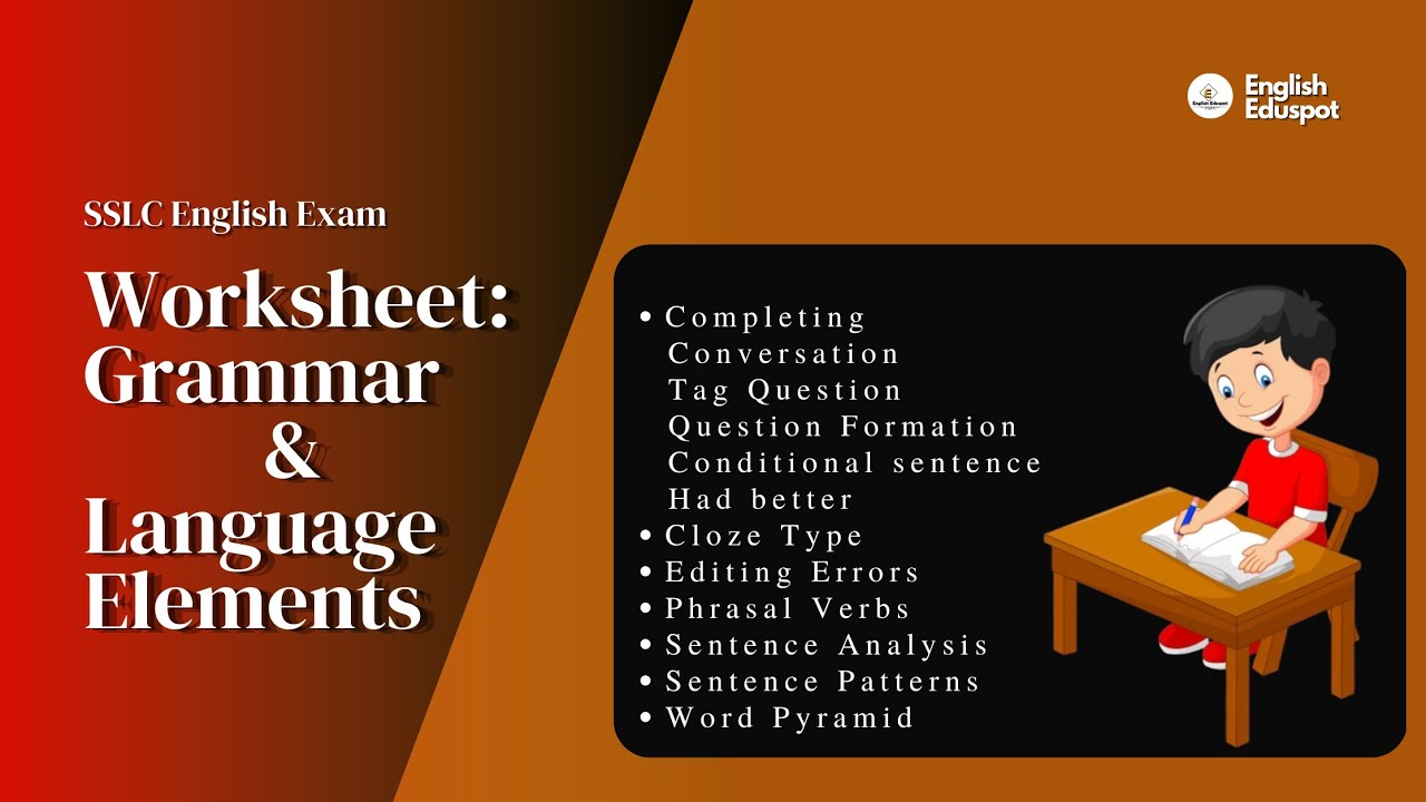 SSLC ENGLISH GRAMMAR & LANGUAGE ELEMENTS / WORKSHEET - YouTube