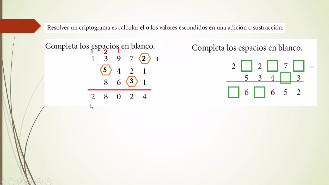 PRIMARIA INTERMEDIA S11 Razonamiento matemático: Criptogramas numéricos de adición y sustracción ...