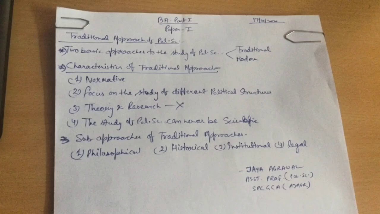 Traditional Approach of Political Science - YouTube