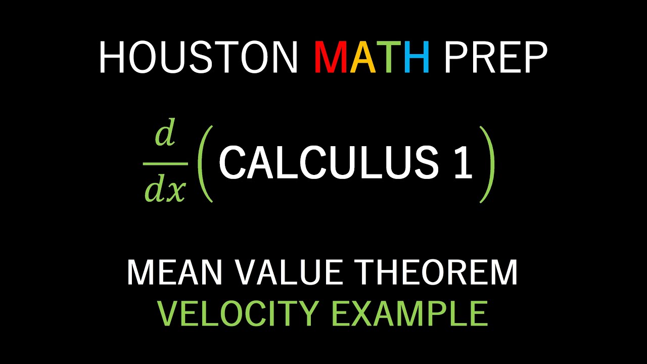 Mean Value Theorem (Velocity Example) - YouTube