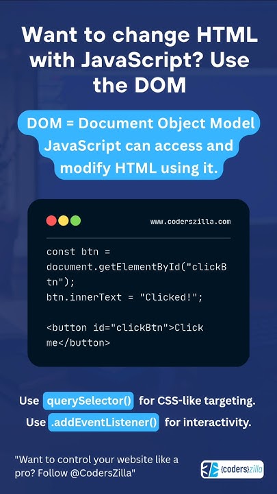 DOM in JavaScript. Explained Fast! You must know. #shorts #coding #javascript #frontendcourse ...
