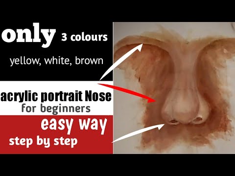 acrylic portrait Nose/for beginners/easy way/step by step - YouTube