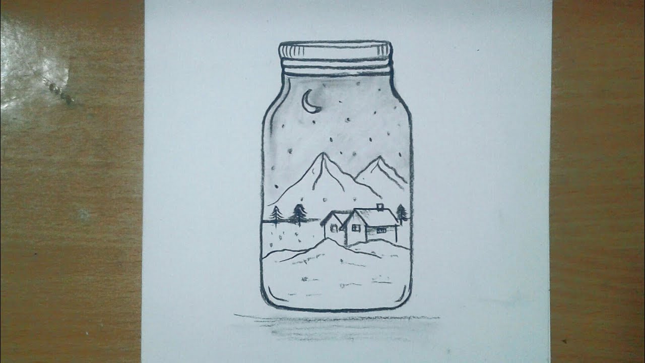 Mason Jar Pencil Drawing