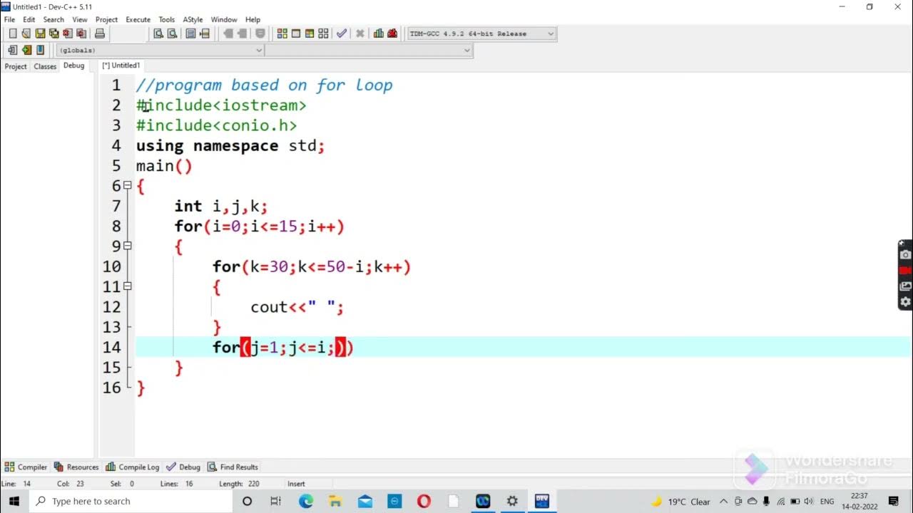 For Loop In C Form A Triangle C Program Coding Forloop Loop Jump Repeat C